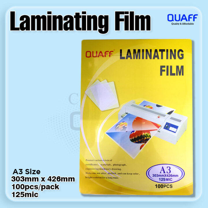 Quaff A3 Size Laminating Film Hot Lamination Process 125 Micron & 250 ...