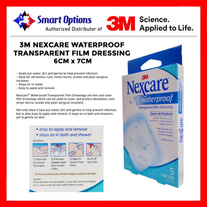 3M Nexcare Waterproof Transparent Film Dressing 5's 6CM X 7CM | Lazada PH