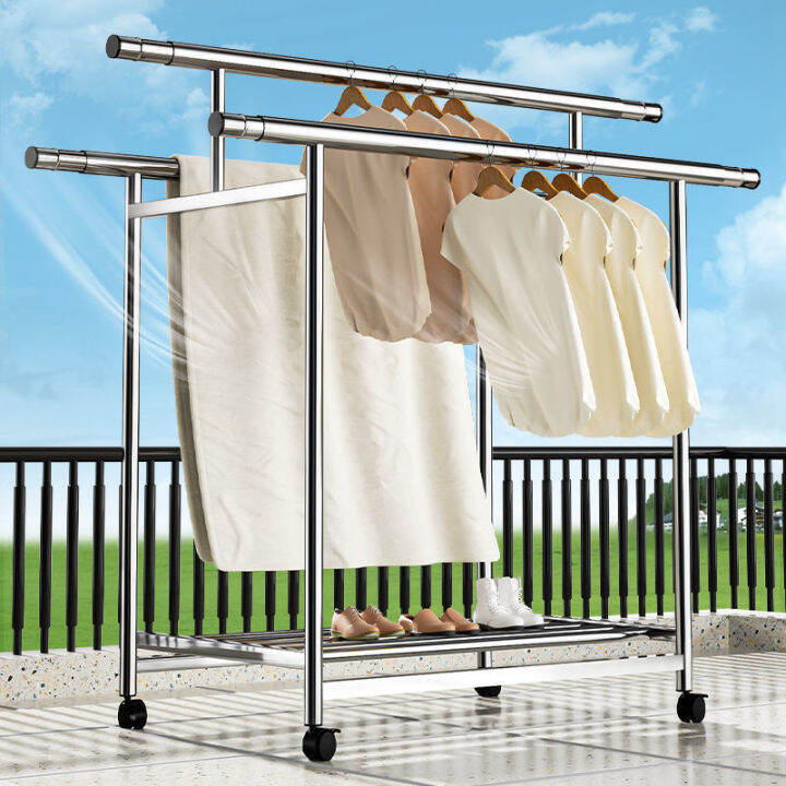Stainless Steel Laundry Rack Clothes Hanger Floor Outdoor Drying Rack ...
