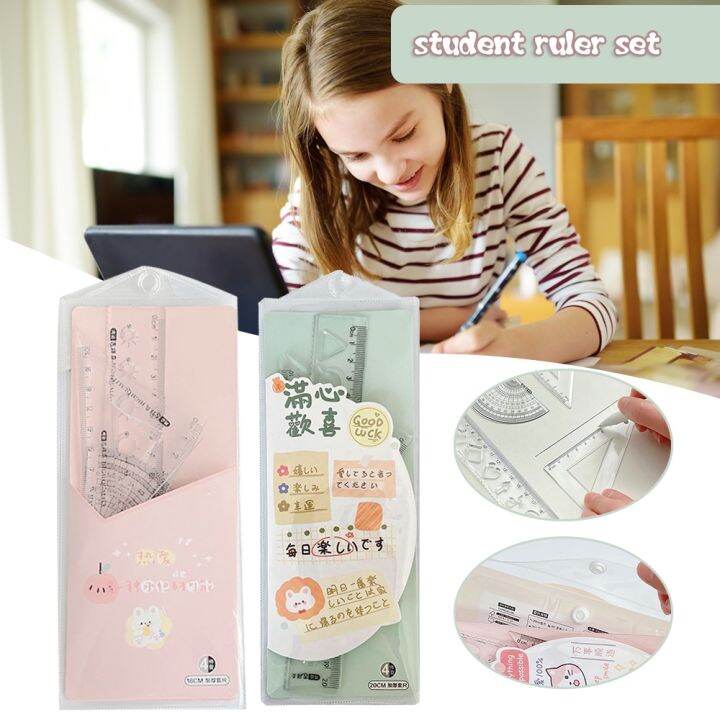 Math Geometry Tools Clear Plastic Ruler Sets Professional Drafting ...