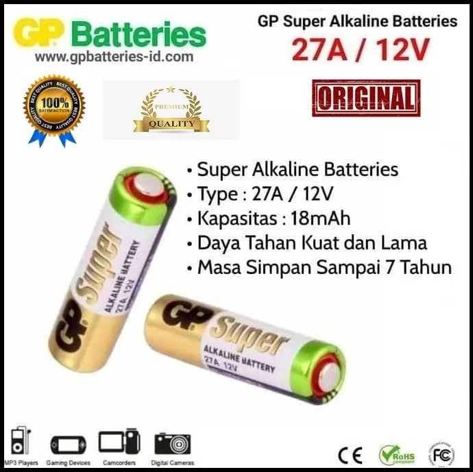 baterai 27A batrai remote alarm mobil GP Alkaline original 12V battery ...
