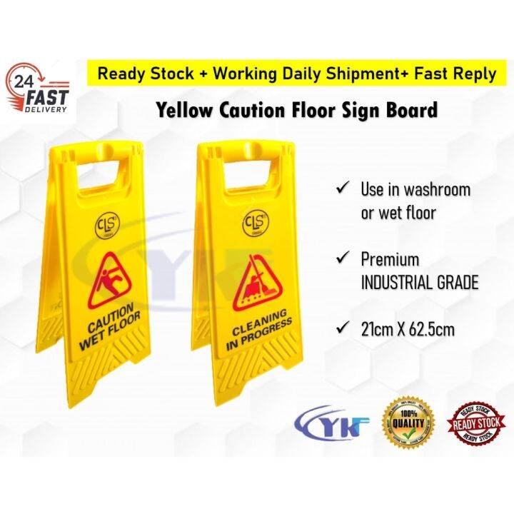 YKF Yellow Caution Wet Floor Signboard / Cleaning in progress/ Toilet ...