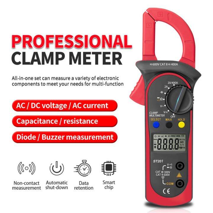🔥【24 hour shipping】ST201 Digital Clamp Meters Multimeter Ammeter ...