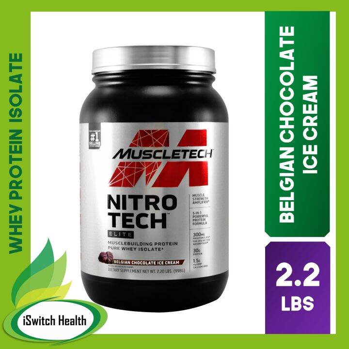MuscleTech Nitro-Tech ELITE Pure Whey Isolate - 2.2lbs Belgian ...