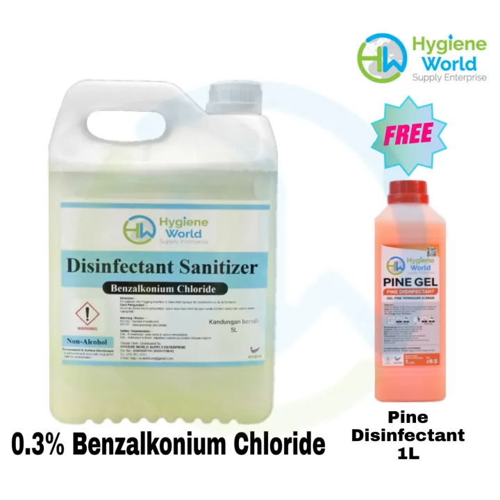 Benzalkonium Chloride (BKC) 0.3% Disinfectant Sanitizer 5L + FREE GIFT ...