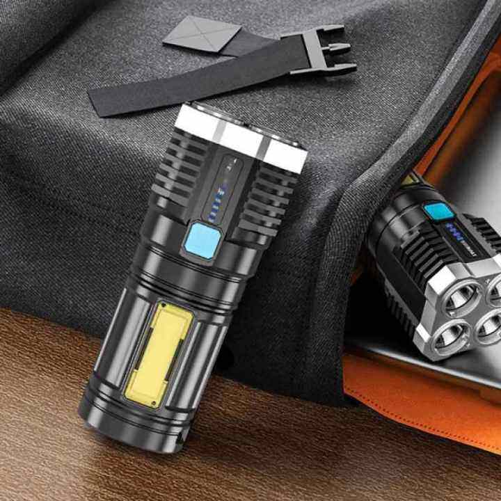 Senter 4 LED Super Terang COB Light 4 Mode Senter LED Jarak Jauh Lampu ...
