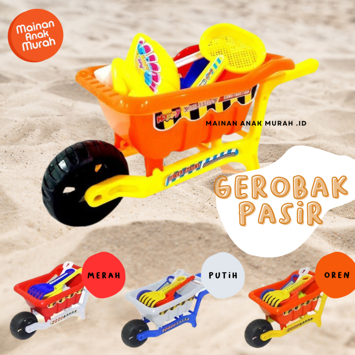 Gerobak Pasir Mini Mainan Pantai Pasir Ajaib Wheel Barrow / Peralatan ...