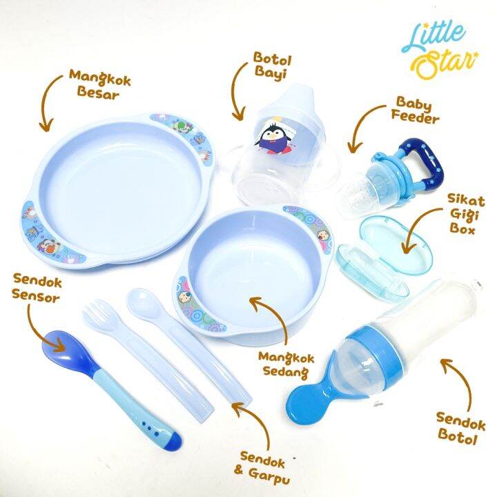LS 9in1 Baby Feeding Set Paket Perlengkapan Makan Mpasi Newborn Bayi ...