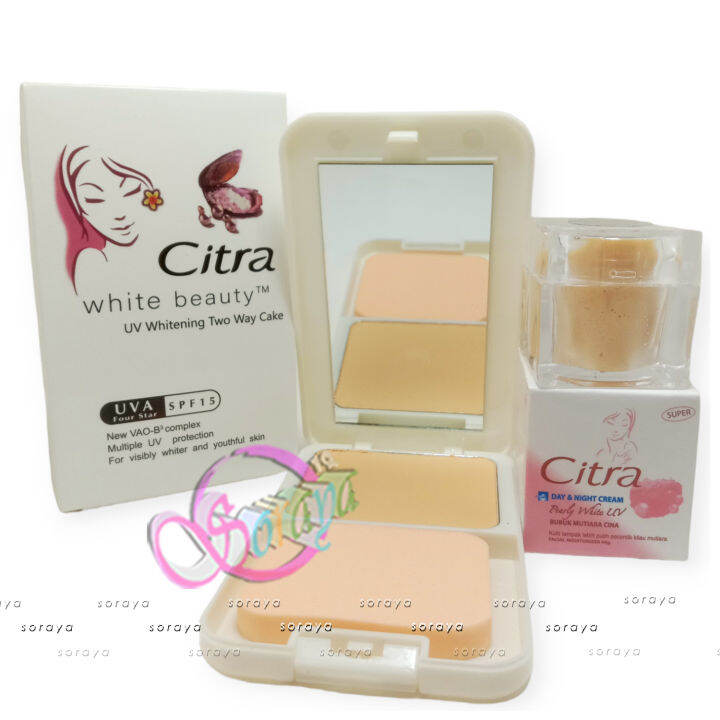 Paket 2in1 Bedak Padat Citra White Beauty Uv Whitening Two Way Cake - Cream Citra Super Pearly ...