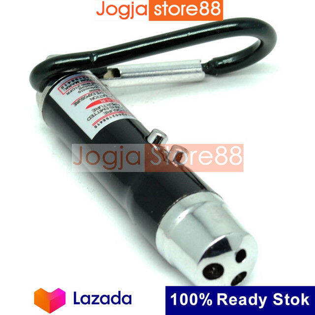 Laser Pointer | 3 in 1 Red 1mw 650nm + Senter LED & cahaya UV Cek Uang Battery 3x LR44 - Black ...