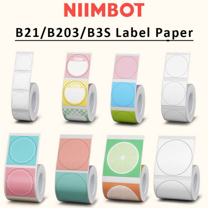1 Roll Round Label Sticker for NIIMBOT B21/B203/B3S Thermal Label Paper Roll Sticker label ...