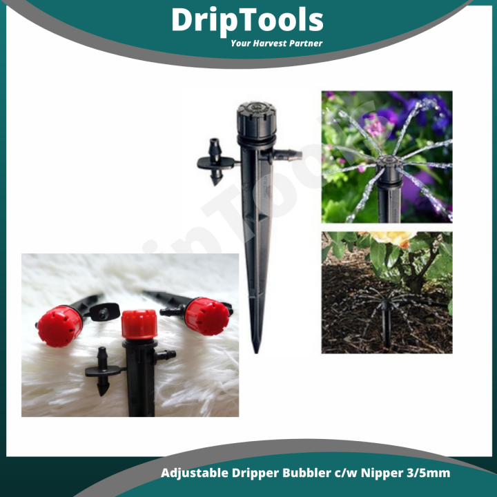 Adjustable Dripper Bubbler C/W Stick + Nipper 4mm, Water Sprinkler ...