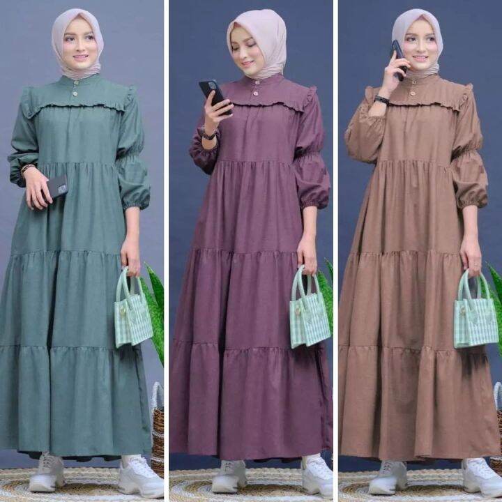 Syabilla Dress Midi Jumbo Mewah Ori Bahan Syakila Premium Gamis Pesta ...