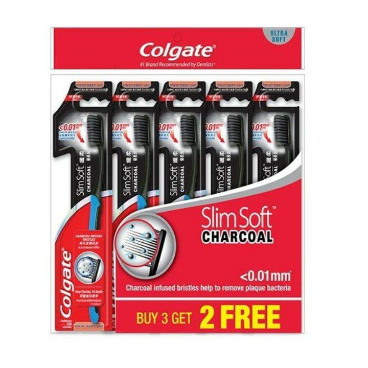 Colgate Toothbrush Slim Soft Charcoal 0.01mm Buy 3 Free 2 | Lazada
