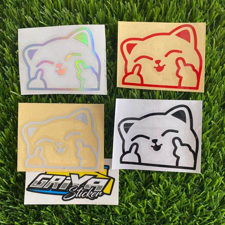 STICKER MIDDLE FINGER PUCEK ANIMASI KUCING LUCU STIKER LUCU | Lazada ...