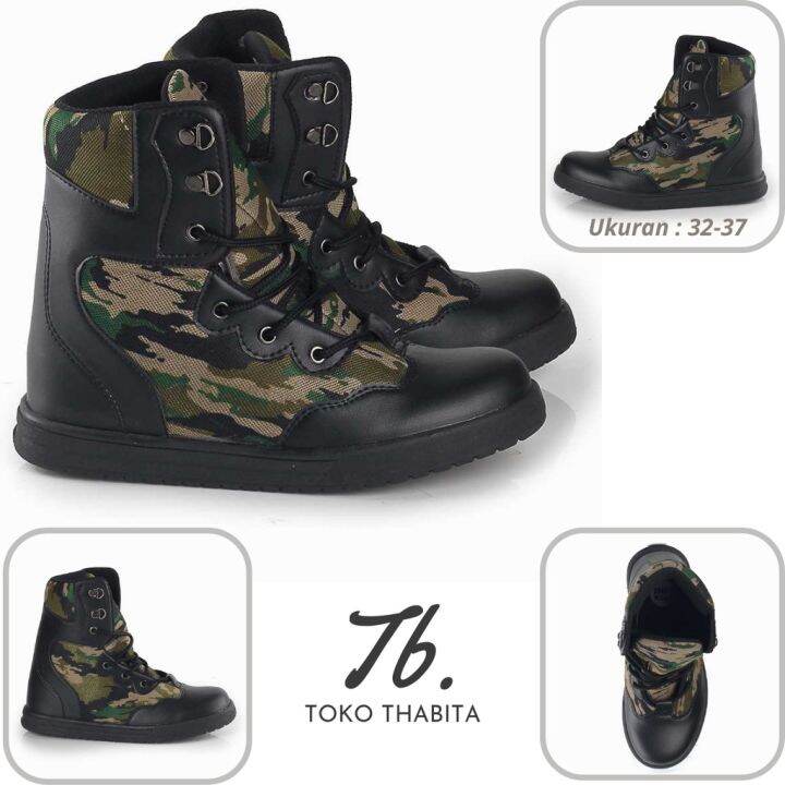 Sepatu Boots Tactical Loreng Tentara PDL Anak Laki Army TNI | Lazada ...