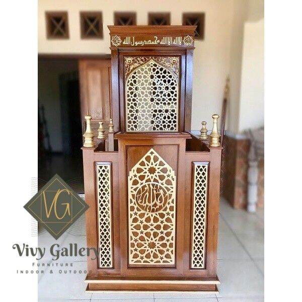 Mimbar masjid minimalis modern terbaru kayu jati free tongkat | Lazada ...