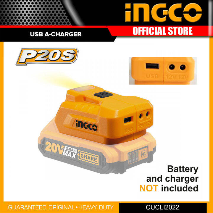 Ingco CUCLI2022 20V Lithium-Ion Cordless USB-A Charger NO BATTERY ...