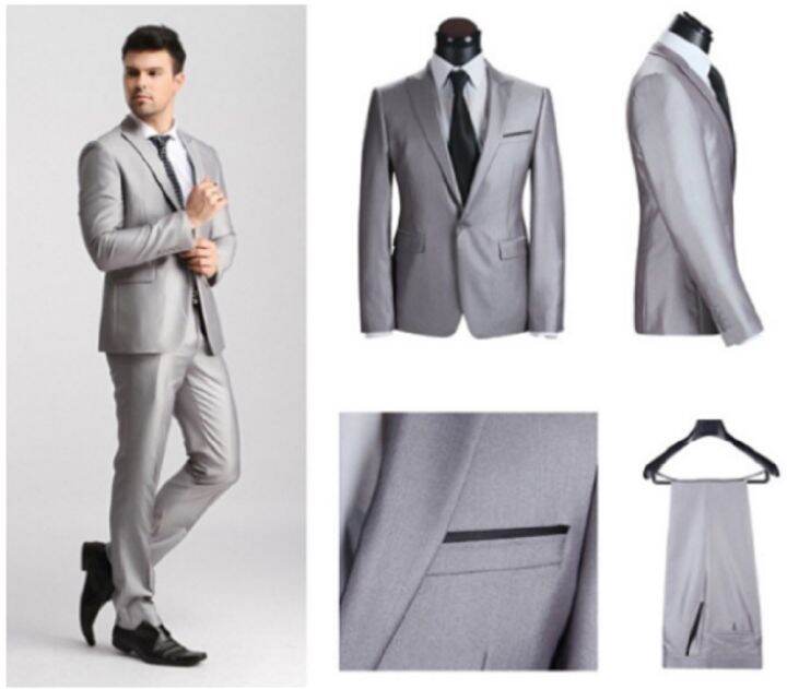 Jas Pernikahan Pria - Jas Formal - Jas Silver - Setelan Jas Pria Silver ...