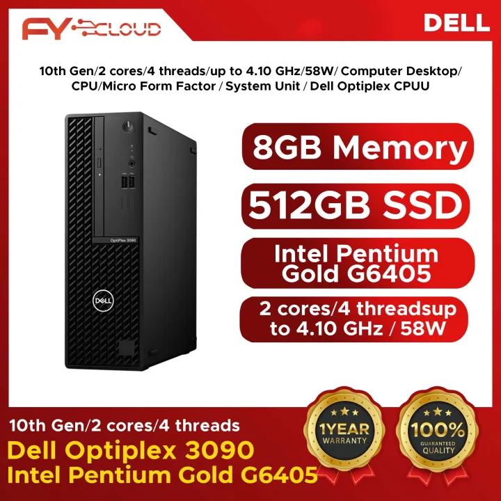 Intel Pentium Gold G6405│Dell Optiplex 3090│4MB Cache│8GB RAM│512GB SSD ...