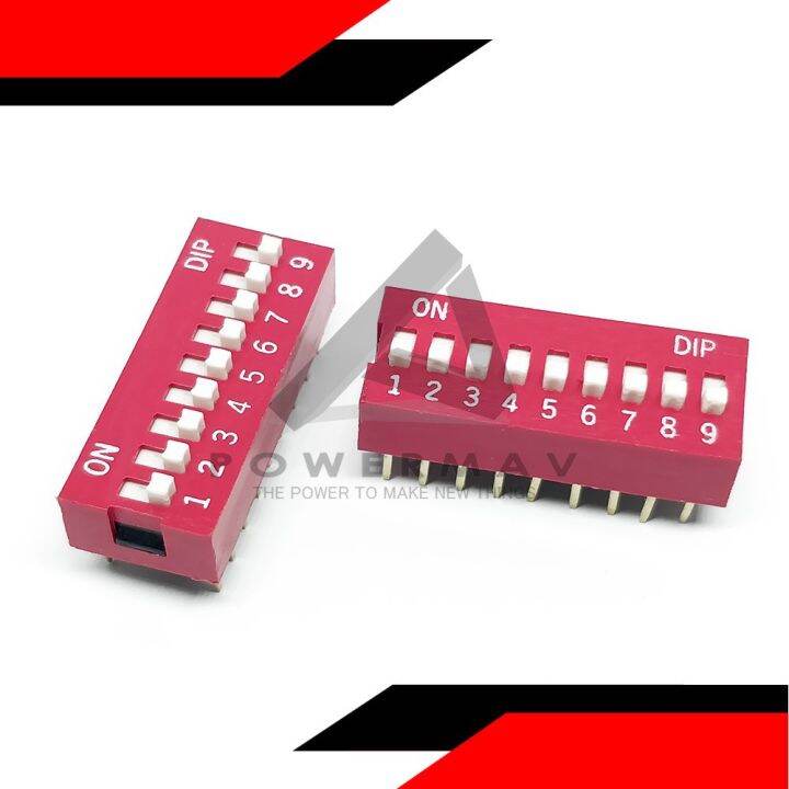 2pcs 9 way dip switch 9 position slide red micro small switch 2.54mm ...