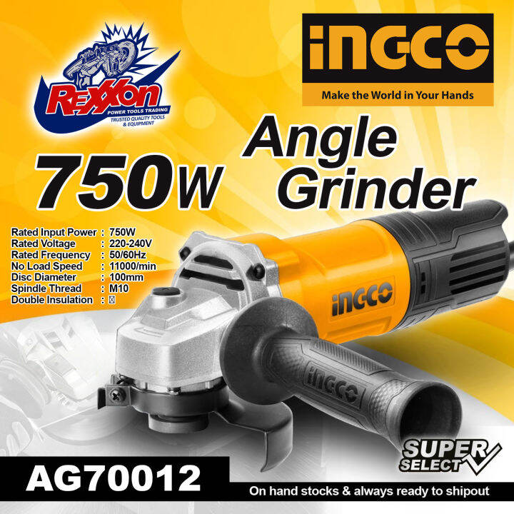 INGCO SUPER SELECT 750W Angle Grinder AG70012 Rexxon Power Tools ...