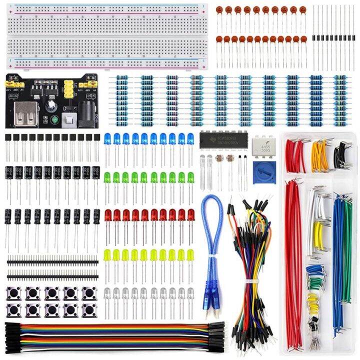 Electronics Component Fun Kit Power Supply Module Jumper Wire 830 Pin Breadboard Precision ...