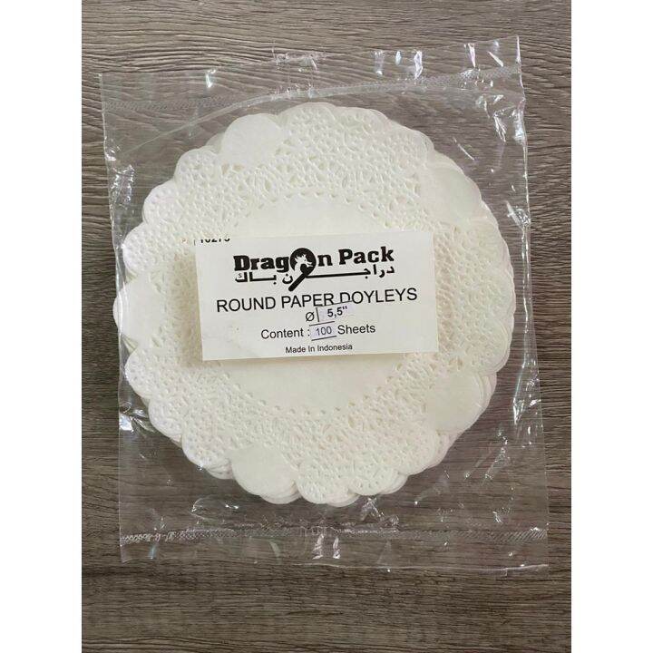 Dragon Pack Round Paper Doyleys Diameter 5.5 Inch isi 100 lembar alas ...
