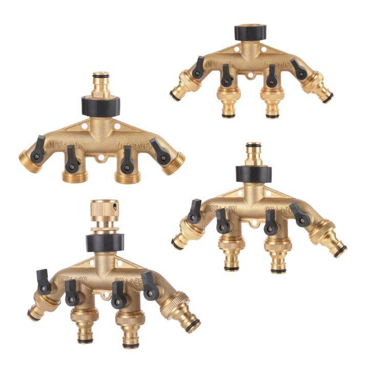 [LULIAN SHI] Brass 3/4 quot; Thread 4 way Garden Tap Water Splitter ...