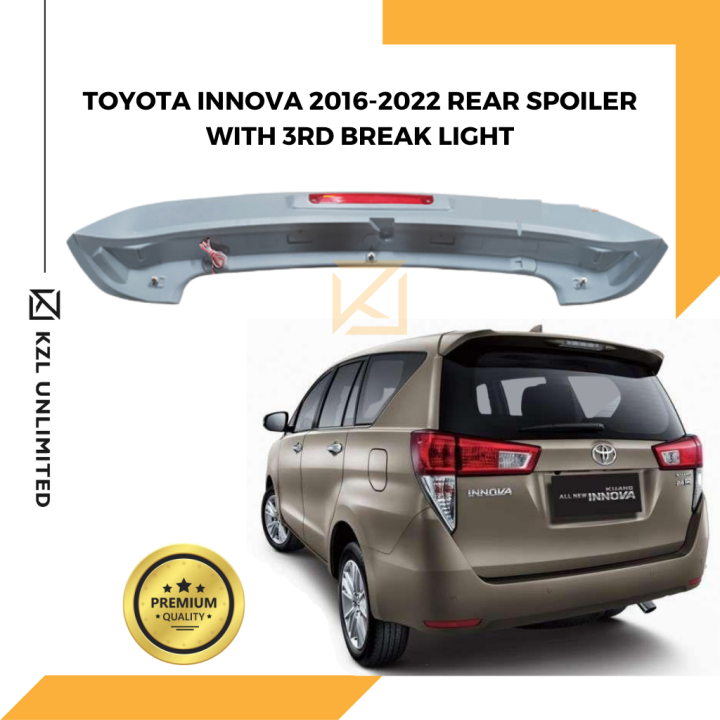 Toyota Innova 2016-2022 Rear Spoiler with Third Brake Light ABS Plastic ...