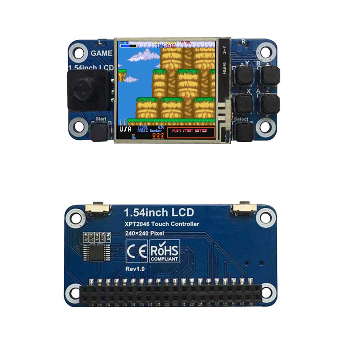 For Raspberry Pi Mini Game Console Expansion 1.54Inch Touch Screen LCD Display for 4B/3B+/ZERO ...