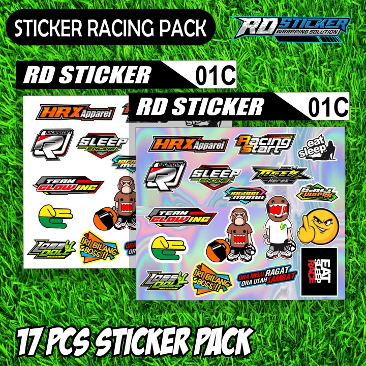 17 PCS STICKER PACK RACING START, STICKER AESTHETIC LOGO, STICKER ...