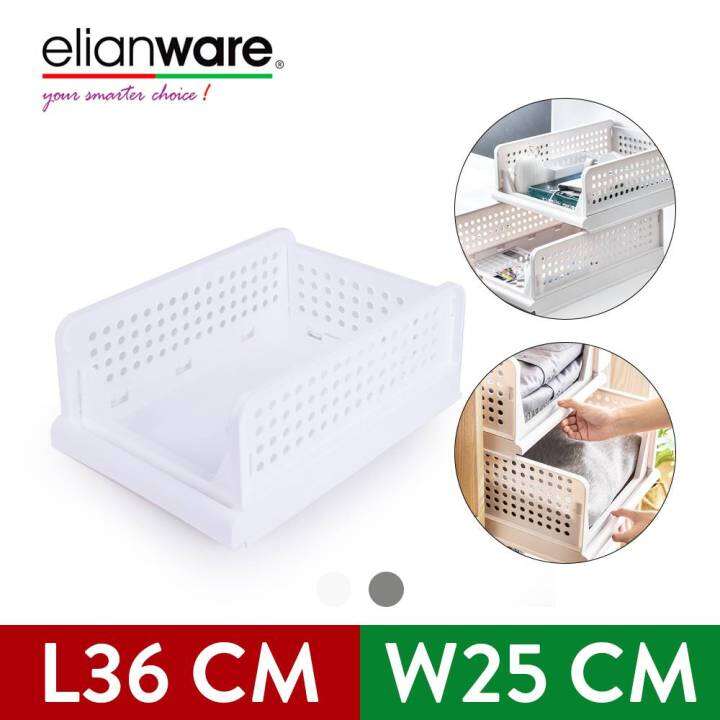 Elianware Foldable Stackable Shelf Storage Organizer Wardrobe Basket ...