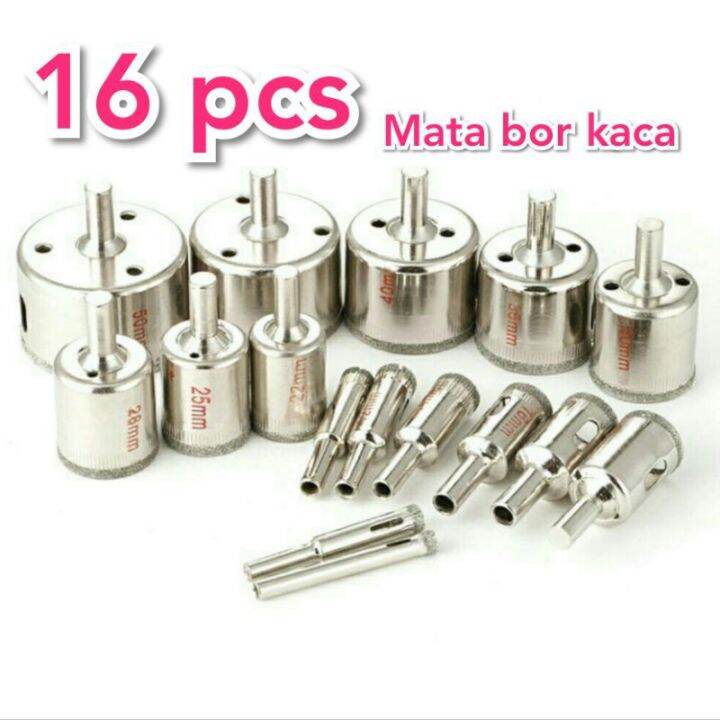 mata bor holesaw kaca 16 pcs mata bor lobang keramik kaca hole saw ...