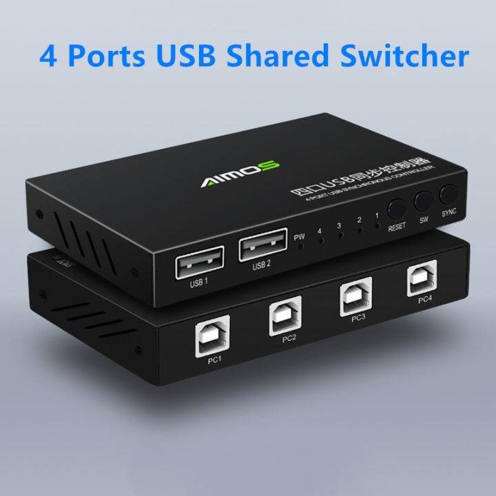 2 Ports USB-A To 4 Ports USB-B KM Switch Box USB 2.0 Keyboard Mouse ...