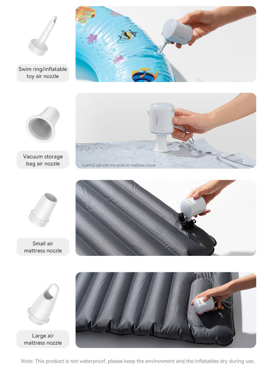 Baseus Mini Inflate & Deflate Portable Air Pump with Light for Swimming ...