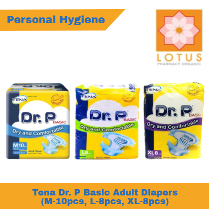 Dr. P Tena Basic Adult Diapers (M-10pcs, L-8pcs, XL-8pcs) | Lazada