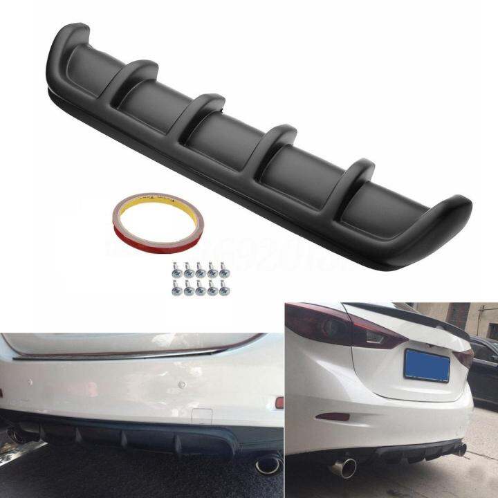 Universal Rear Diffuser Shark Curved Add on Bumper Lip Kit Glossy Black ...