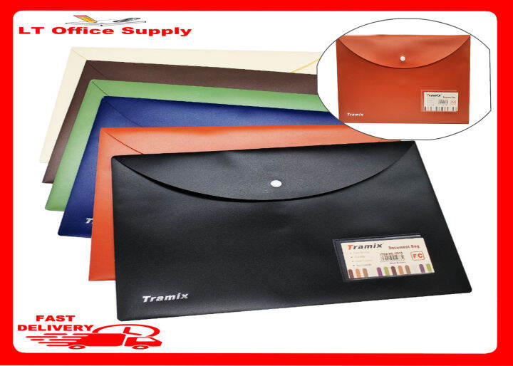 (LT OFFICE) Tramix Plastic Document Envelope Snap Botton Long size ...