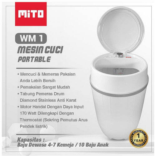Mesin Cuci Portable Mito WM1 / Kapasitas 3,5KG / Mitochiba Resmi | Lazada Indonesia