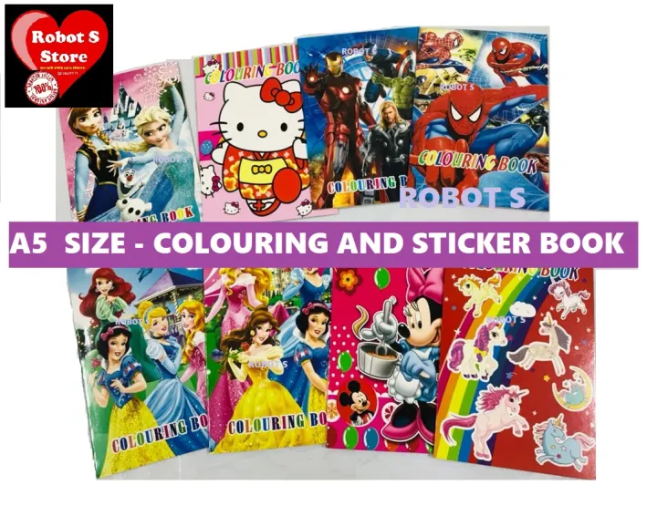 Ready Stock Colouring book With Sticker early learning kids buku warna ...