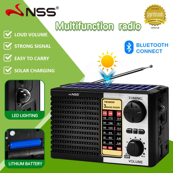 NSS Portable Bluetooth Radio with 3 BAND FM/AM/SW 3 USB/TF PLAYER NS ...