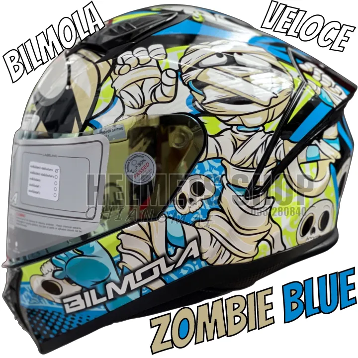 BILMOLA VELOCE Zombie Blue [ เต็มใบ ] [ แว่นชั้นเดียว ] [ นวมถอดซักได้ ...
