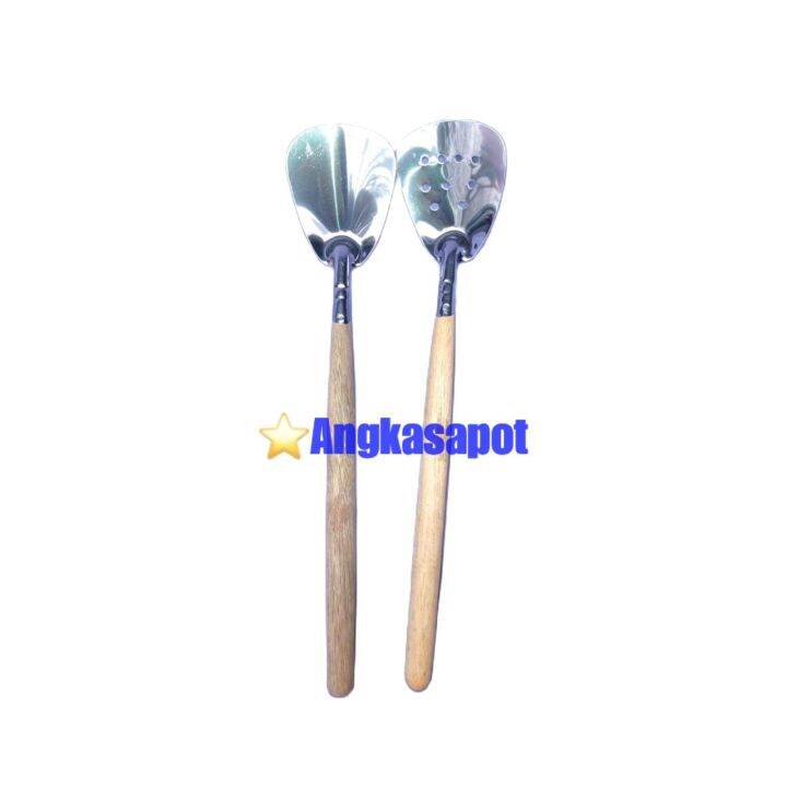 Sodet Stainless Gagang Kayu Sutil Masak Perlengkapan Dapur | Lazada ...