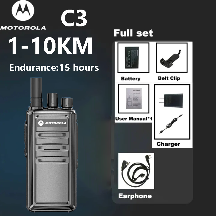 MOTOROLA C3 Walkie Talkie Portable Two-Way Radio UHF Transceiver set ...