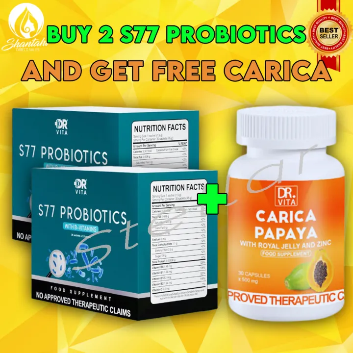 FREE CARICA PAPAYA! 2 BOTTLES 100% Authentic DR. VITA S77 PROBIOTICS ...