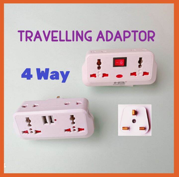 Travelling Adaptor 4 Way With Multi Socket USB Port 多功能插座 | Lazada