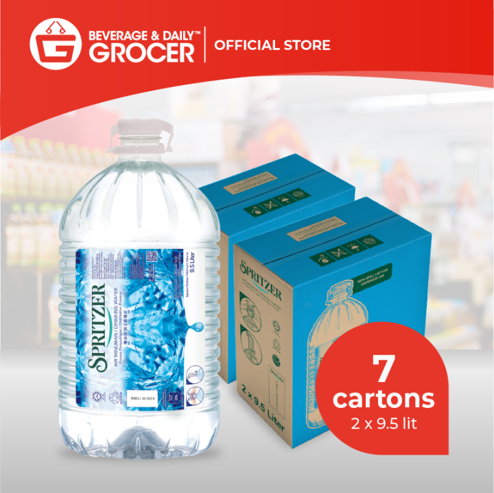 Spritzer Distilled Drinking Water 2 x 9.5L (14 Bottles) 7 Cartons | Lazada