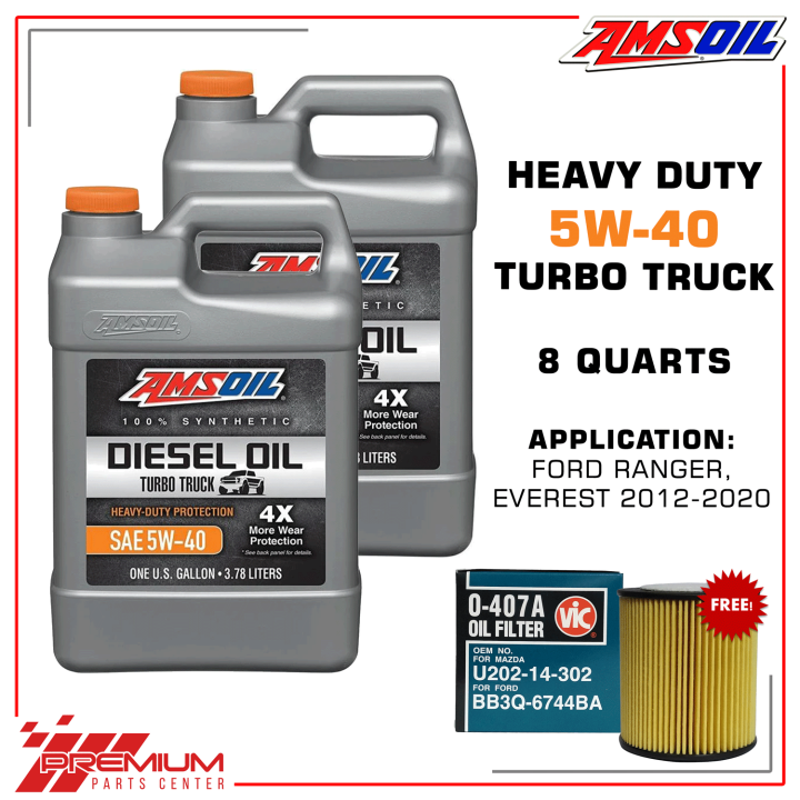 AMSOIL Heavy-Duty Turbo Truck 100% Synthetic Diesel Engine Oil 5W-40 8 ...