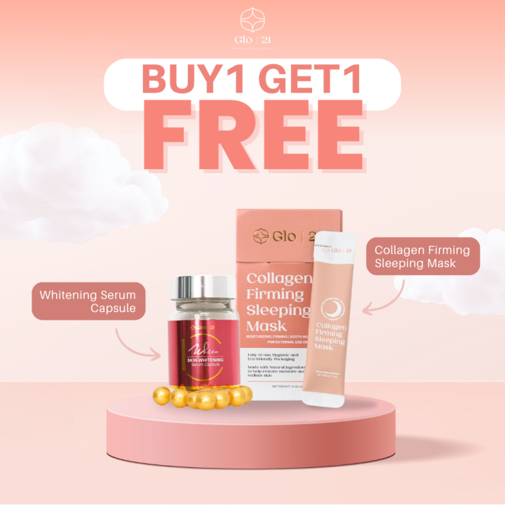 GLO21 Whitening Serum Capsule+GLO21 Collagen Firming Sleeping Mask ...
